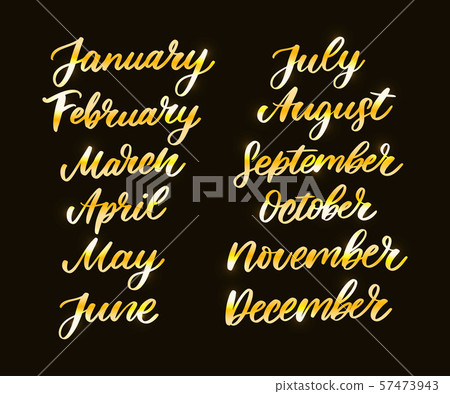 Handwritten names of months: December, January, - Stock Illustration ...