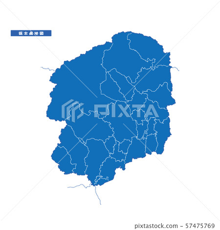 Tochigi Prefecture Map Simple Blue City - Stock Illustration [57475769 ...