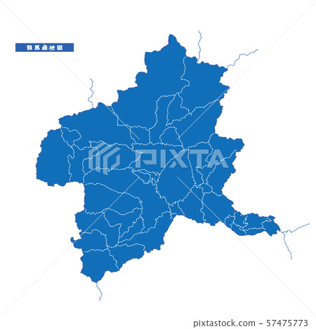 Gunma Prefecture Map Simple Blue City - Stock Illustration [57475773 ...