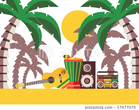 Reggae music beach party, vector illustration.... - Stock Illustration ...