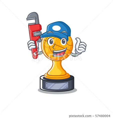 Plumber basketball trophy above wooden table... - Stock Illustration ...