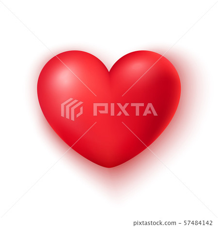 Realistic red heart shape isolated on white, Happy - Stock Illustration ...
