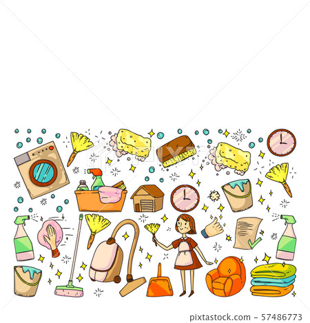 Cleaning services company vector pattern - Stock Illustration [57486773 ...