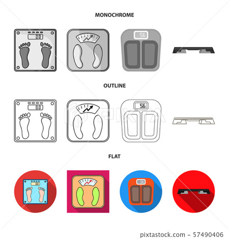 Vector illustration of weight and lab icon. Set... - Stock Illustration ...