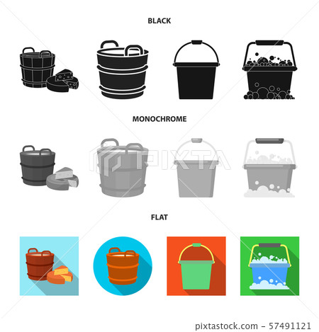 Isolated object of bucket and water icon. Set... - Stock Illustration ...