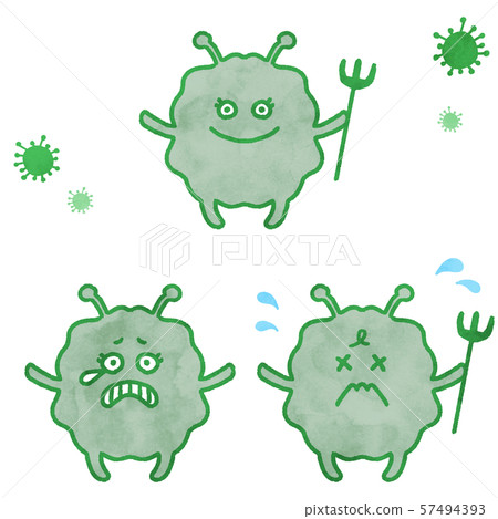 Green mold character illustration set - Stock Illustration [57494393 ...
