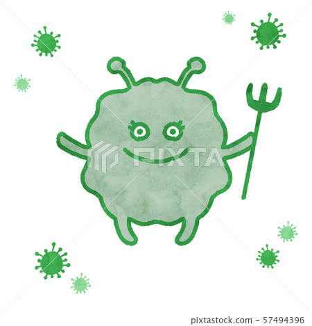 Green mold character illustration - Stock Illustration [57494396] - PIXTA