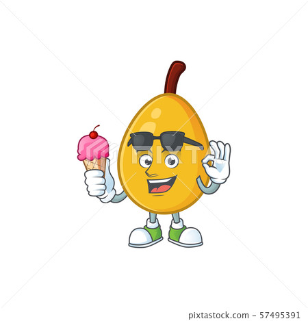 With ice cream fresh loquat cute cartoon... - Stock Illustration ...
