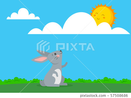 Rabbit looking at sun - Stock Illustration [57508686] - PIXTA