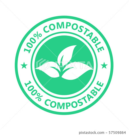 Compostable product label, plastic free icon - eco - Stock Illustration ...