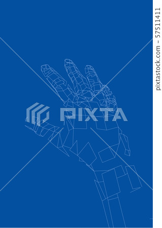 Outline human hand vector. Wire-frame style - Stock Illustration ...