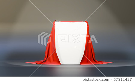 Box covered with red cloth. 3D rendering - Stock Illustration [57511437 ...