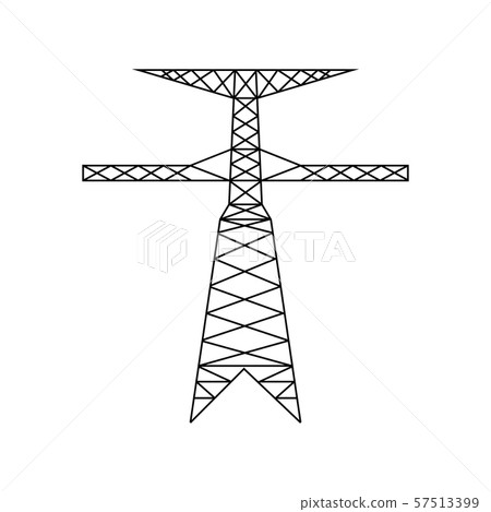 Electric power line tower pictogram. High voltage - Stock Illustration ...