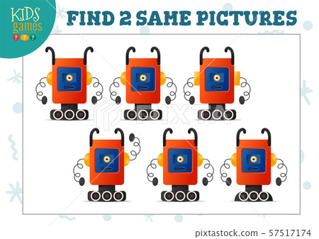 Find two same pictures kids game vector - Stock Illustration [57517174 ...
