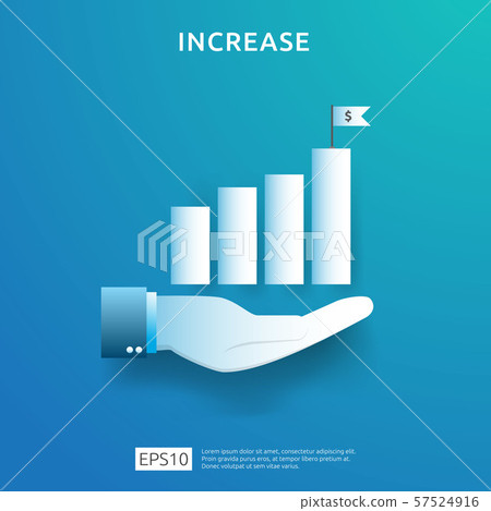business chart on hand. income salary rate - Stock Illustration ...