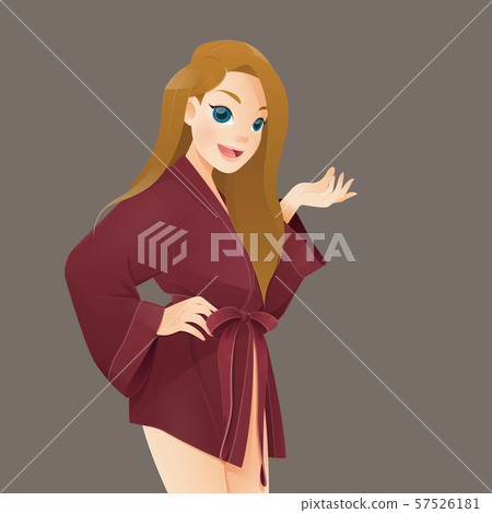 Woman in red robe presenting - Stock Illustration [57526181] - PIXTA