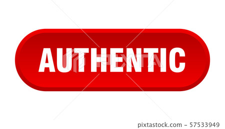 authentic button. authentic rounded red sign. - Stock Illustration ...