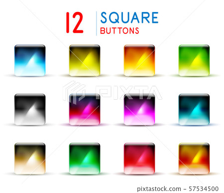 Set of vector multicolored glass square buttons - Stock Illustration ...