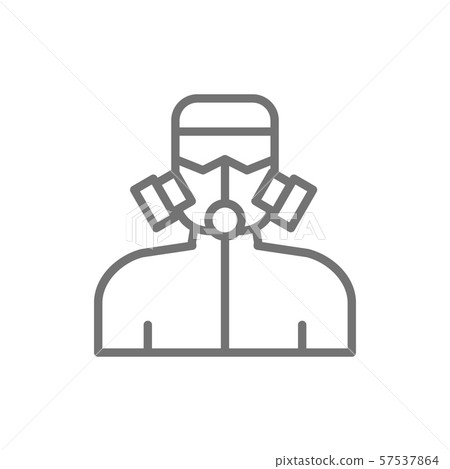 Vector man in gas mask line icon.-插圖素材 [57537864] - PIXTA圖庫