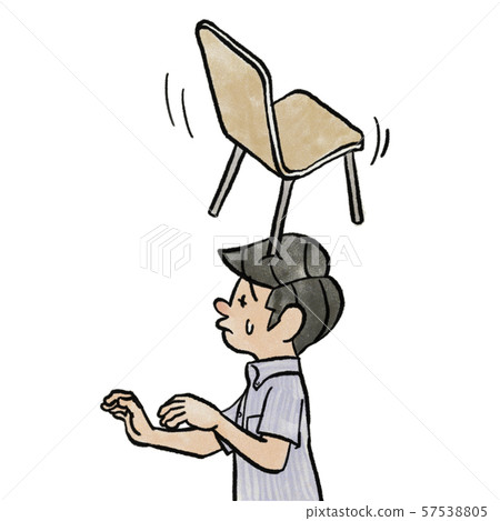 A man balancing with a chair on his head - Stock Illustration [57538805 ...