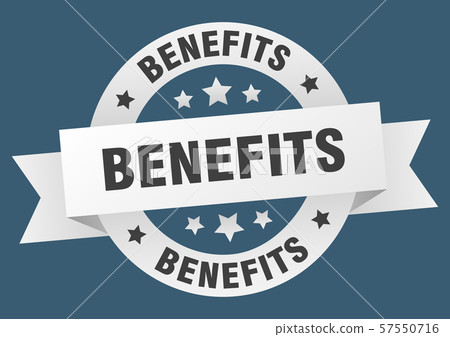 benefits ribbon. benefits round white sign. - Stock Illustration ...