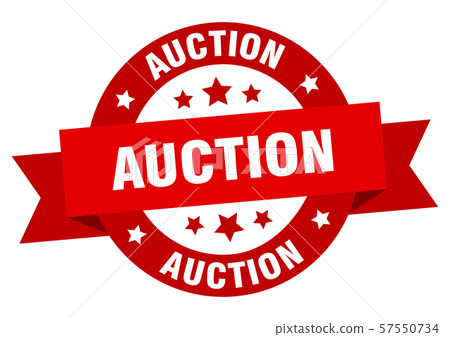 auction ribbon. auction round red sign. auction - Stock Illustration ...