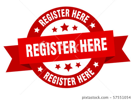 register here ribbon. register here round red - Stock Illustration ...