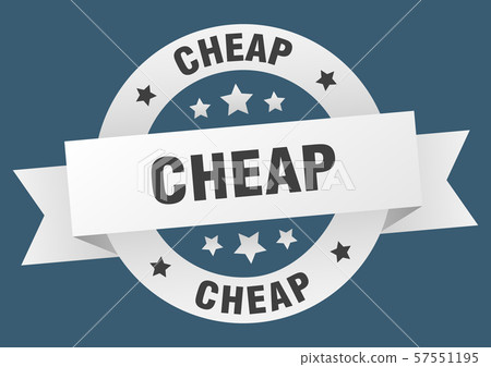 cheap ribbon. cheap round white sign. cheap - Stock Illustration ...