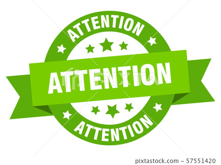 attention ribbon. attention round green sign. - Stock Illustration ...