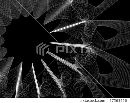 Abstract white parametric round wire-frame 3d-插圖素材 [57565356] - PIXTA圖庫