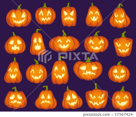 Halloween pumpkins. Orange pumpkin characters.... - Stock Illustration ...