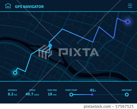 Route dashboard. Futuristic route UI, GPS... - Stock Illustration ...