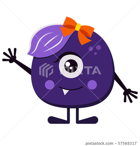 Flat design happy cartoon purple girl monster... - Stock Illustration ...