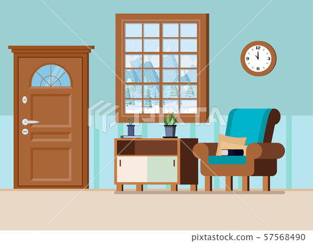 Cozy home entrance hall interior background... - Stock Illustration ...