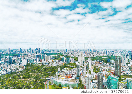 [Tokyo] City landscape - Stock Illustration [57570631] - PIXTA