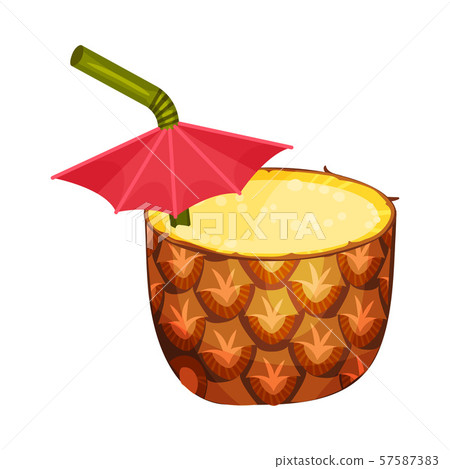 Pineapple cocktail. Vector illustration on a... - Stock Illustration ...