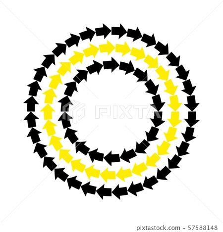 Vector abstract black yellow arrows round frame. - Stock Illustration ...