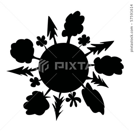 trees on world silhouette illustration vector - Stock Illustration ...