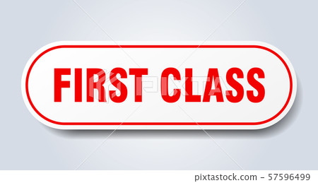 first class sign. first class rounded red sticker. - Stock Illustration ...
