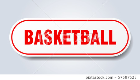basketball sign. basketball rounded red sticker. - Stock Illustration ...