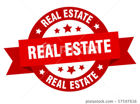 real estate ribbon. real estate round red sign. - Stock Illustration ...