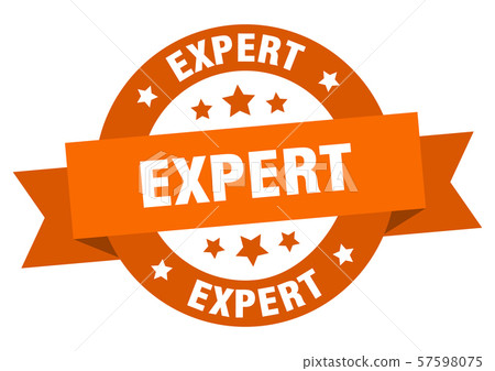 expert ribbon. expert round orange sign. expert - Stock Illustration ...
