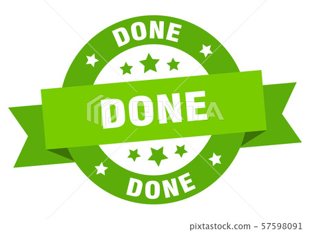 done ribbon. done round green sign. done - Stock Illustration [57598091 ...