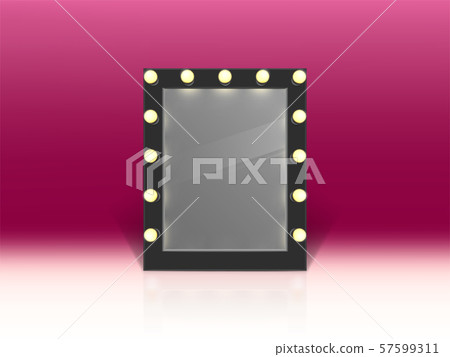 illuminated mirror for makeup, backstage concept - Stock Illustration ...