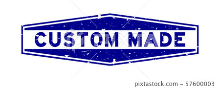 Grunge blue custom made word hexagon rubber... - Stock Illustration ...