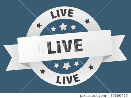 live ribbon. live round white sign. live-插圖素材 [57600415] - PIXTA圖庫