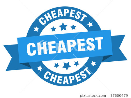cheapest ribbon. cheapest round blue sign. - Stock Illustration ...