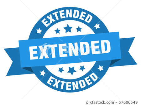 extended ribbon. extended round blue sign. - Stock Illustration ...