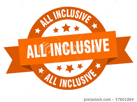 all inclusive ribbon. all inclusive round orange - Stock Illustration ...
