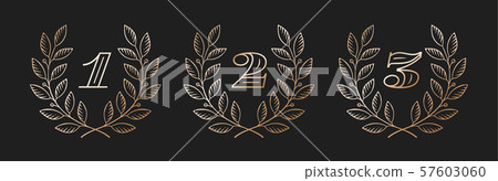 Laurel wreath icon with number One, Two, Three - Stock Illustration ...